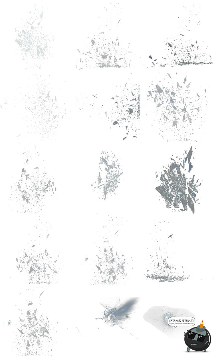 爆炸碎片破碎效果碎片飞溅碎石后期合成装饰元素PNG免抠透明素材